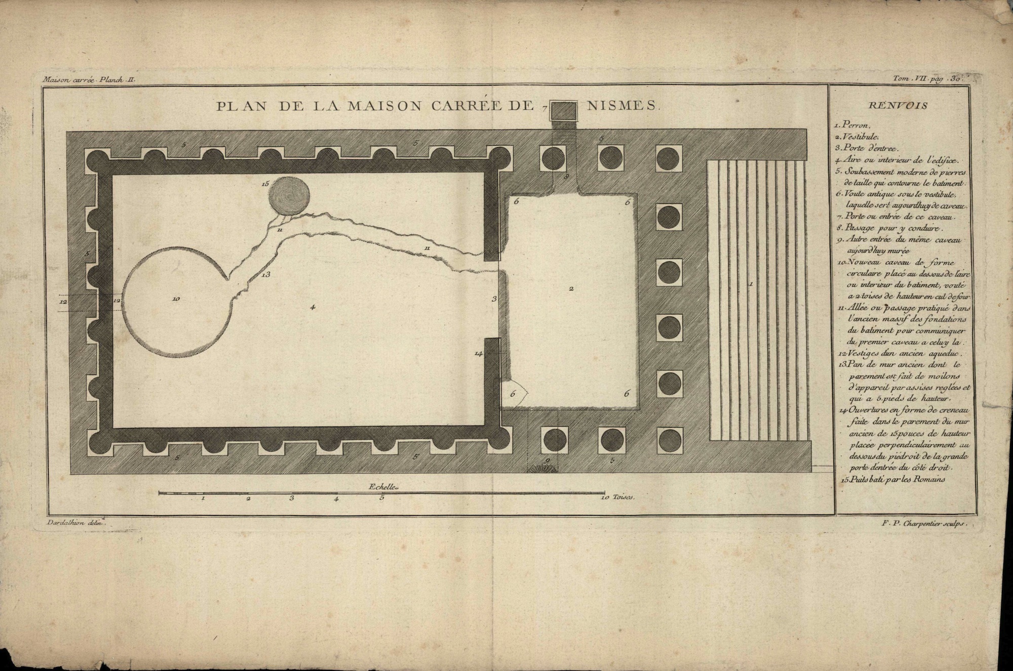 Plan de la Maison Carrée de Nismes - La Maison Carrée